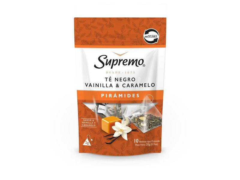 Té Negro Supremo Pirámide Vainilla Caramelo 10 Bolsitas | Tukan